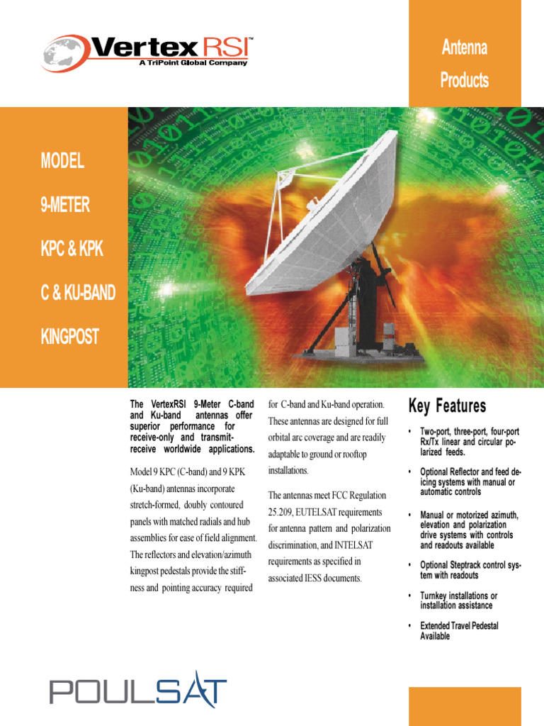 Datasheet VertexRSI 9.0m Cassegrain Earth Station Antenna Tripoint ...