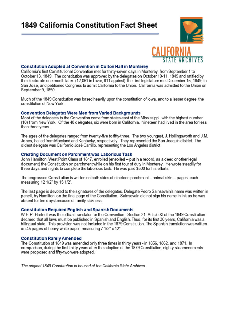 1849 Constitution Facts | PDF