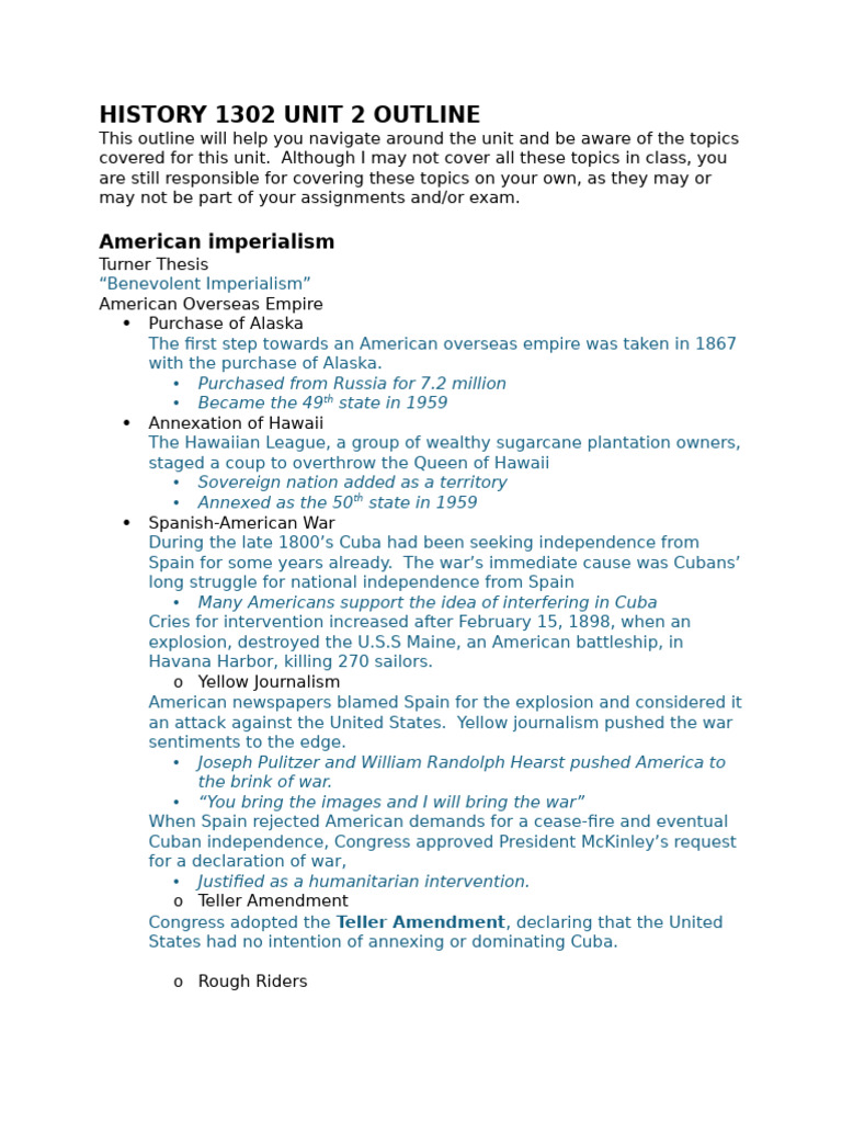 History 1302 Unit 2 Outline | PDF