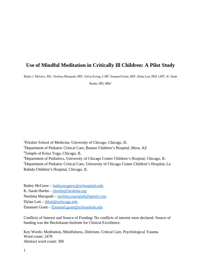 Mindfulness Paper Updated - Emanuel Edit | PDF