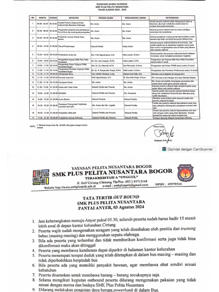 Rundown Dan Tartib Outbond 2024 | PDF