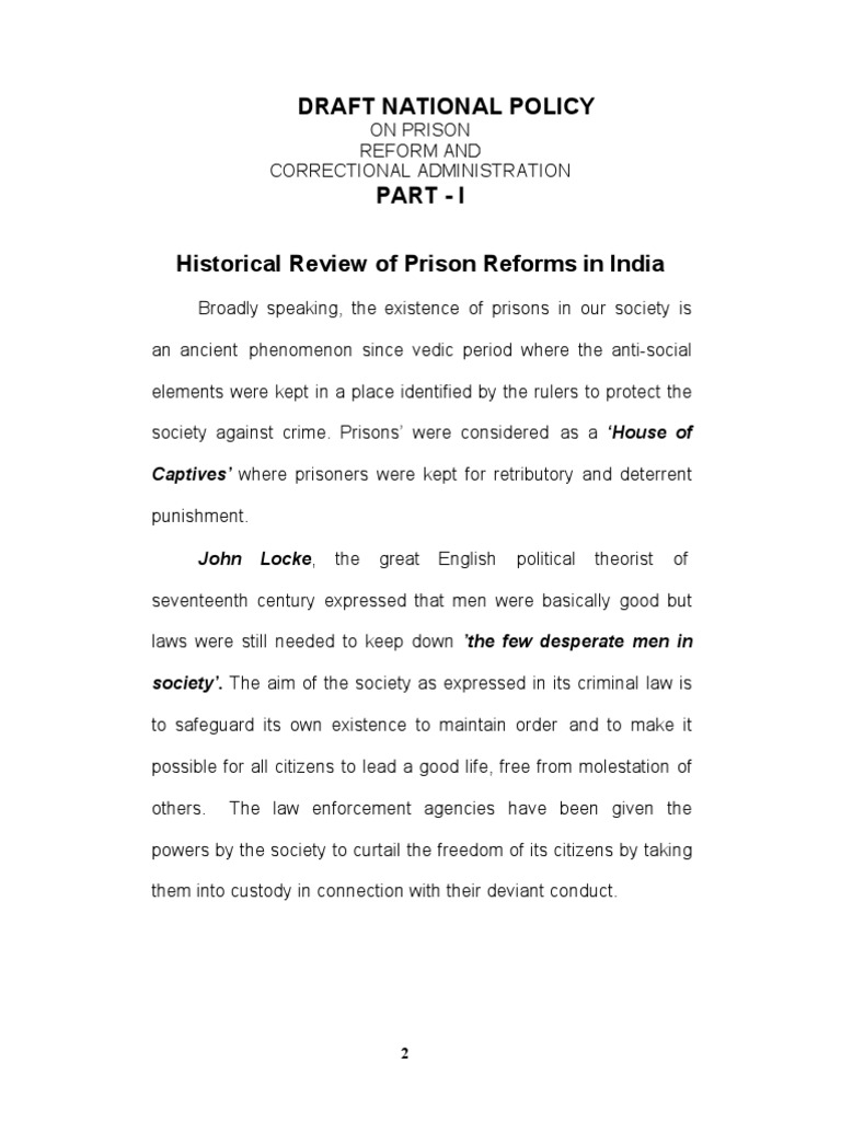 National Policy on Prison Reform in India | PDF | Solitary Confinement ...
