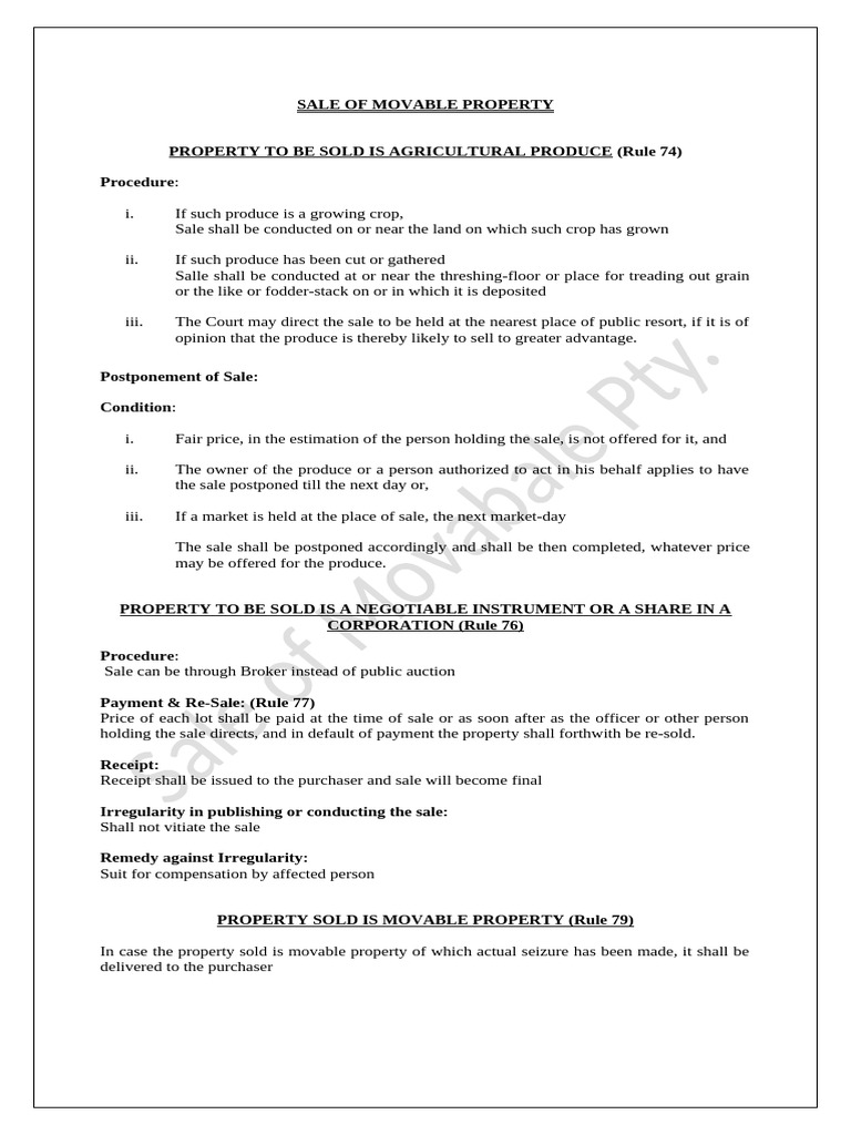 Lecture 14 Order 21 Sale of Movable Property 1 | PDF