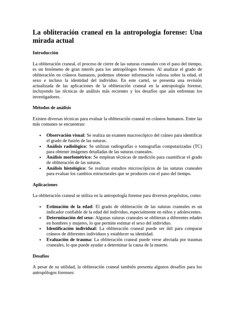 La Obliteración Craneal en La Antropología Forense | PDF