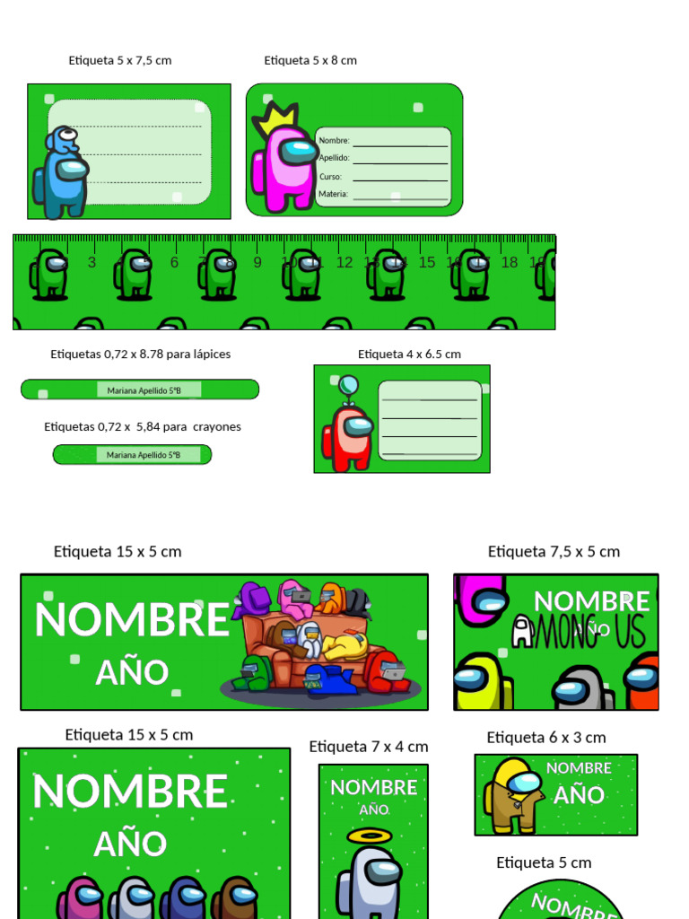 Etiquetas Escolares Among Us | PDF