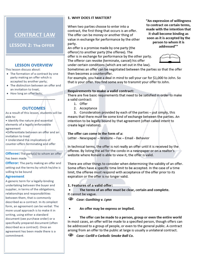 Lesson 2 - The Offer | PDF