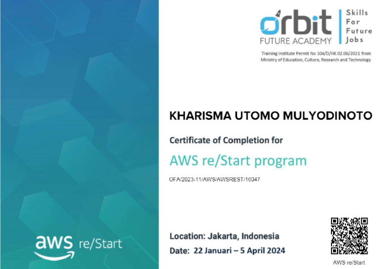 Sertifikat AWS ReStart Orbit Future Academy | PDF