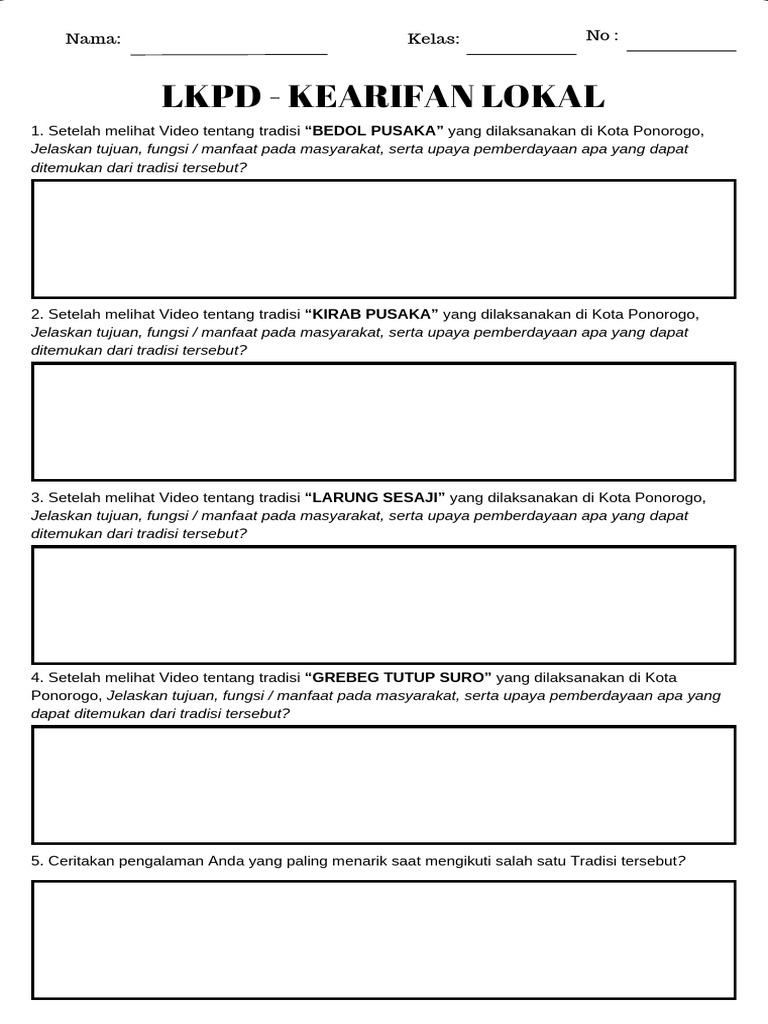 LKPD P5 - Kearifan Lokal | PDF