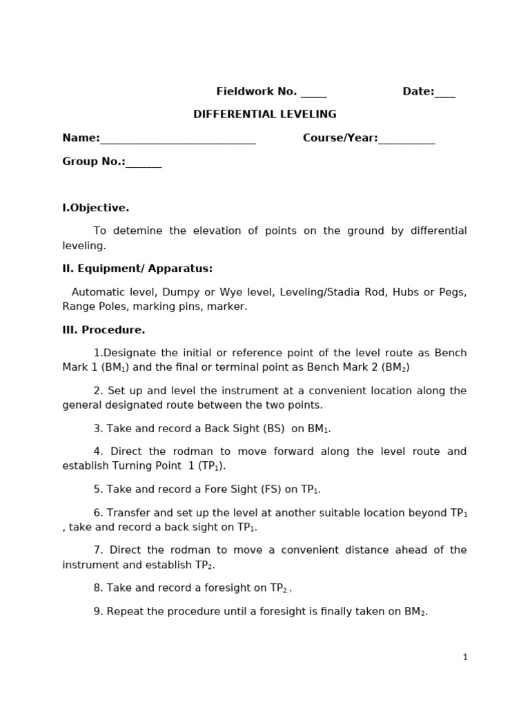 Differential Leveling | PDF