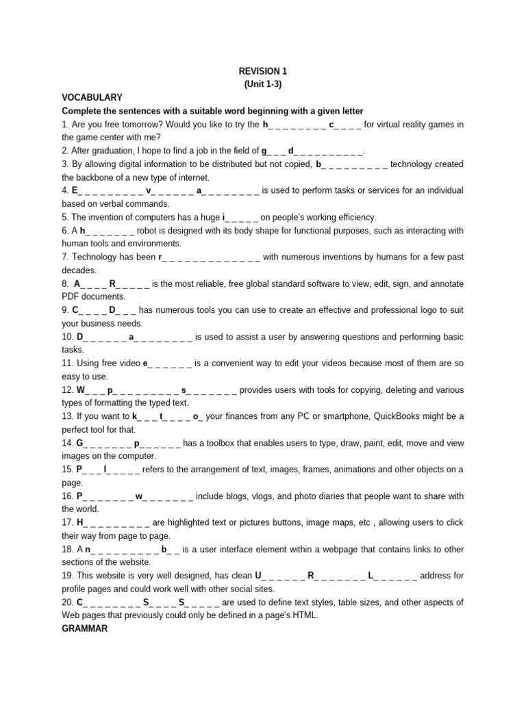REVISION 1-IT1 | PDF
