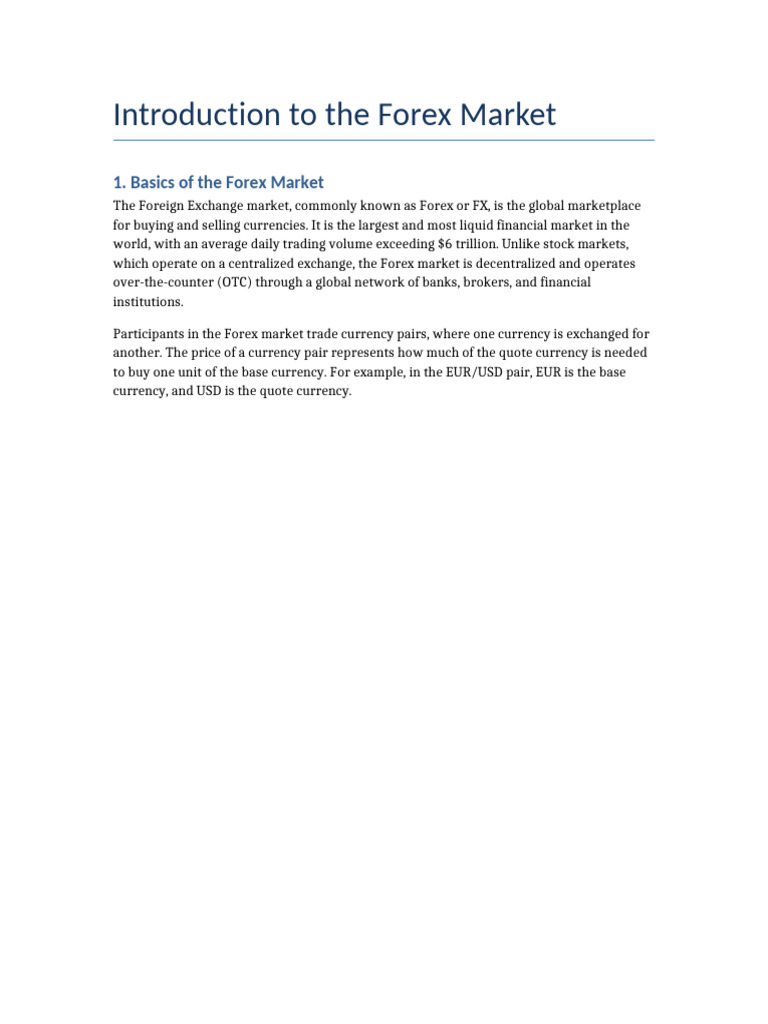 Forex Market Introduction | PDF