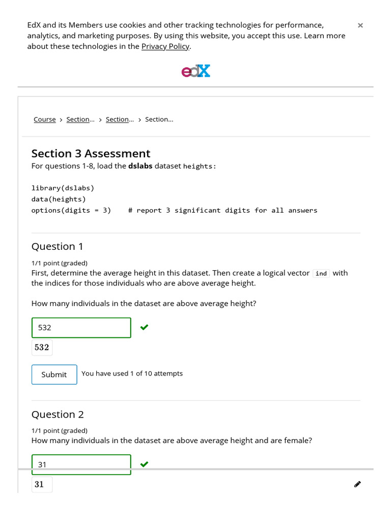 Section 3 Assessment Section 3 Assessment PH125.1x Courseware Edx PDF | PDF