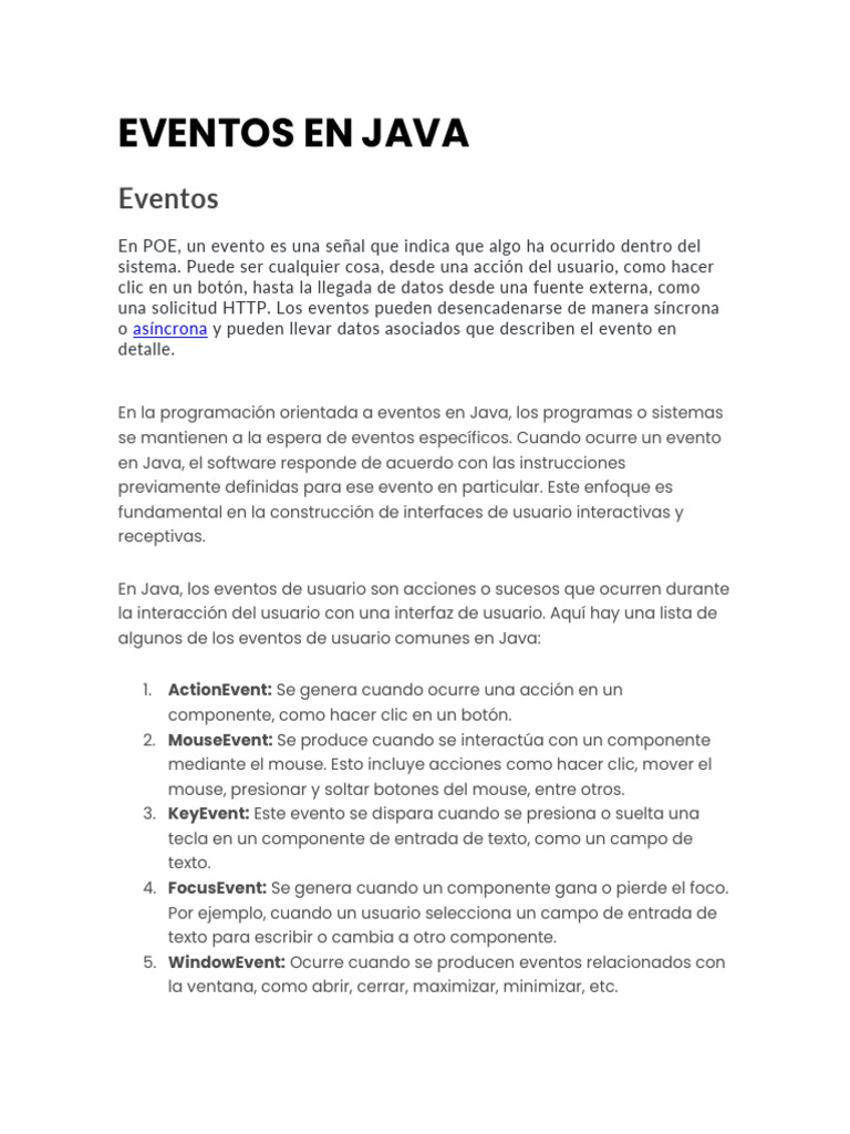 Eventos en Java | PDF