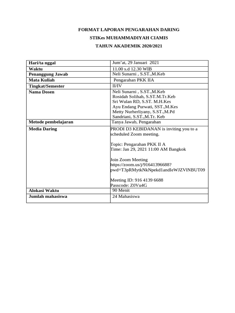 FORMAT LAPORAN PENGARAHAN DARING | PDF