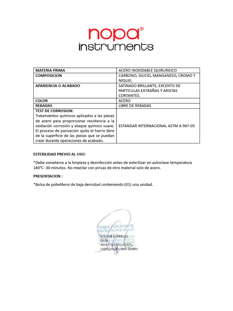 FICHA TECNICA NOPA | PDF