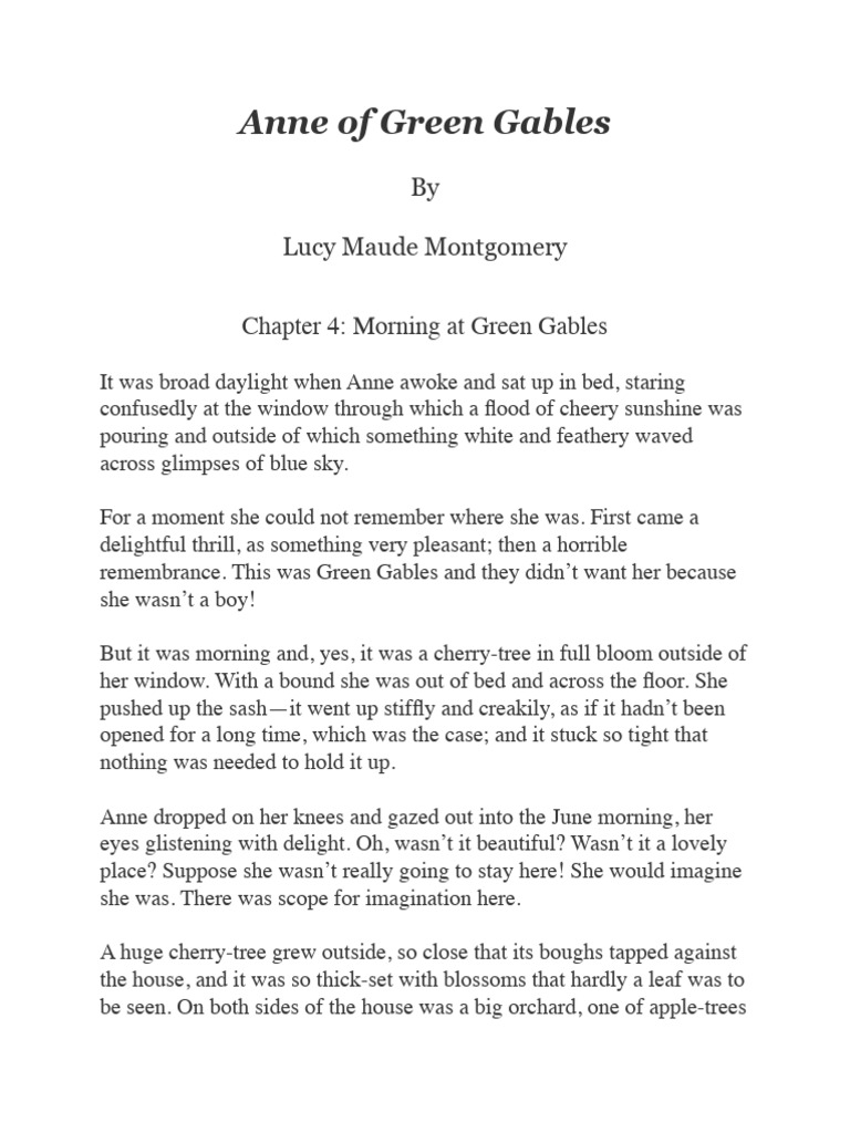 Anne of Green Gables 004 Chapter 4 Morning at Green Gables | PDF