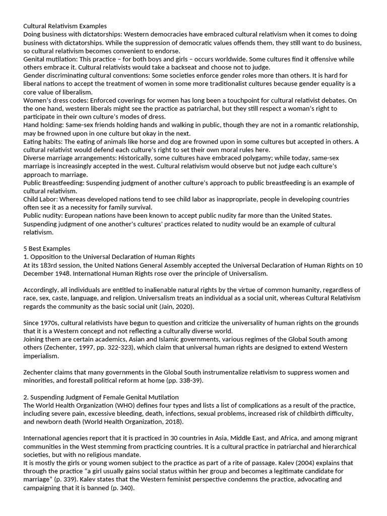 Cultural Relativism Examples | PDF