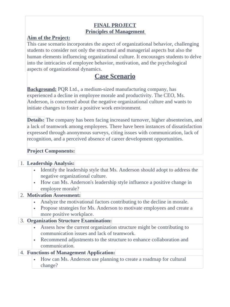 Final Project Principles of Management | PDF