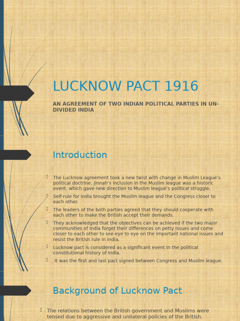 Lucknow Pact 1916 | PDF