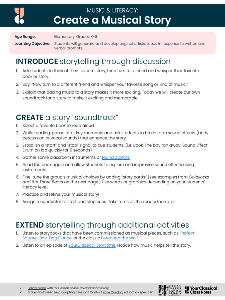 CC Musical Story Lesson Plan 20240705 | PDF