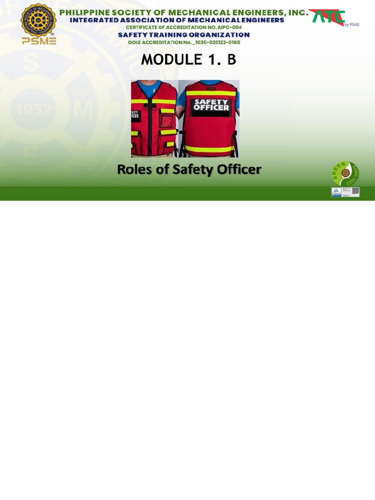 Module 1.B - Roles of Safety Officer With Notes PDF | PDF