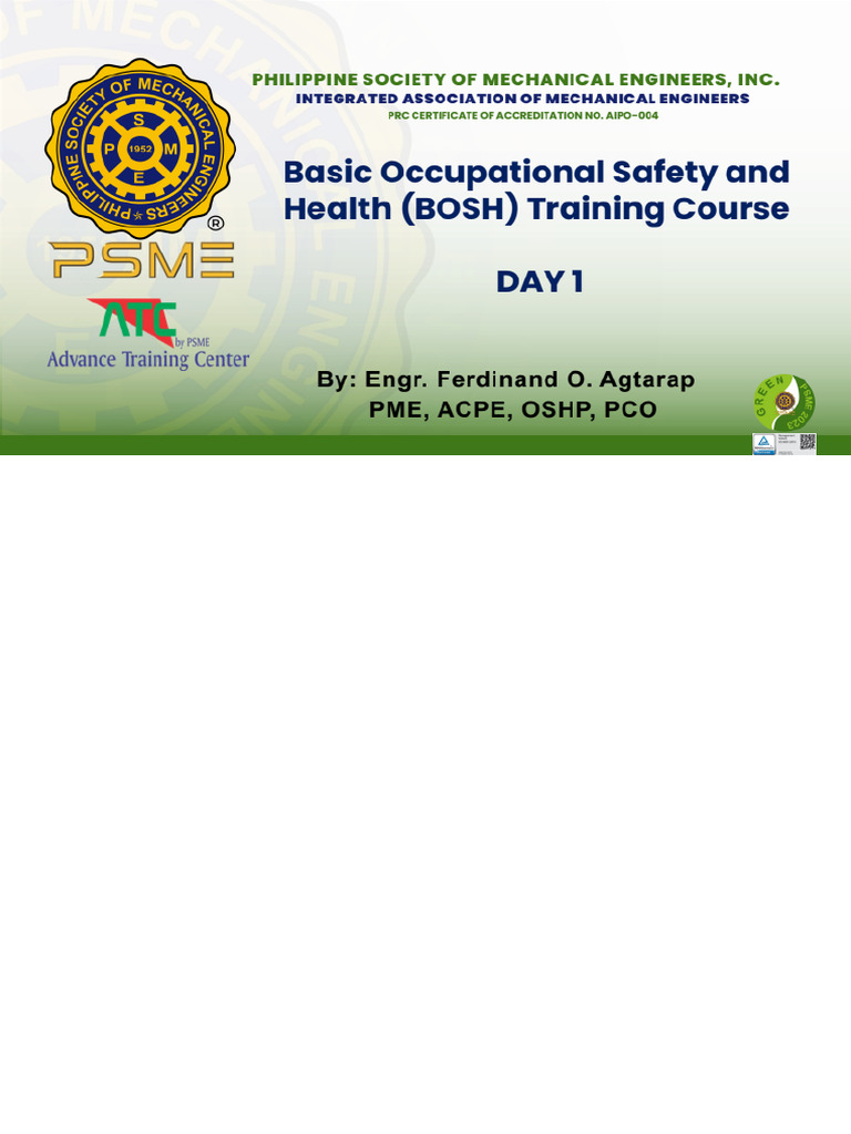 Module 1.a - Introduction, BOSH Framework & OSH Situationer PDF | PDF