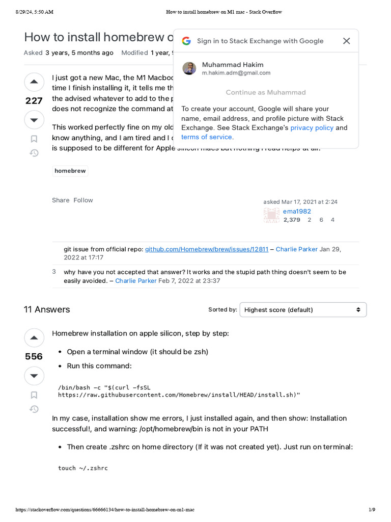 How To Install Homebrew On M1 Mac - Stack Overflow | PDF