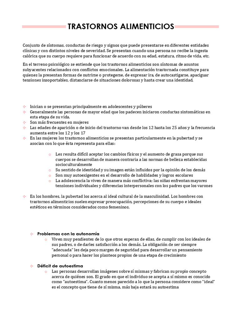Trastornos Alimenticios | PDF