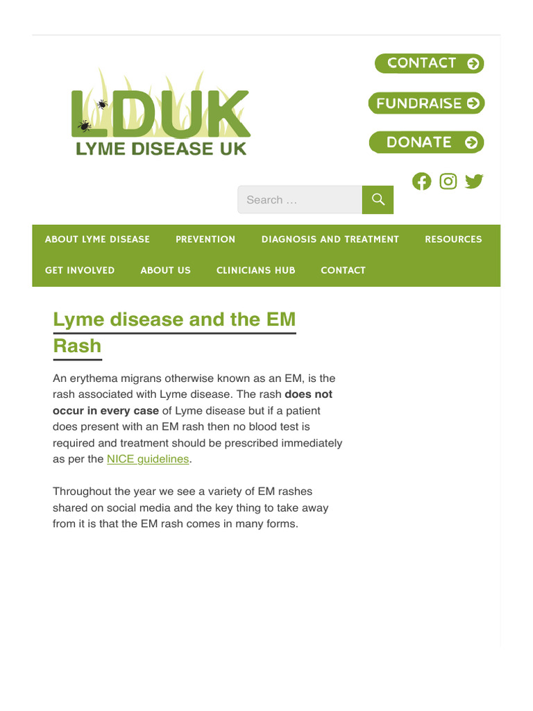 Lyme Disease UK - Lyme Disease and The EM Rash | PDF