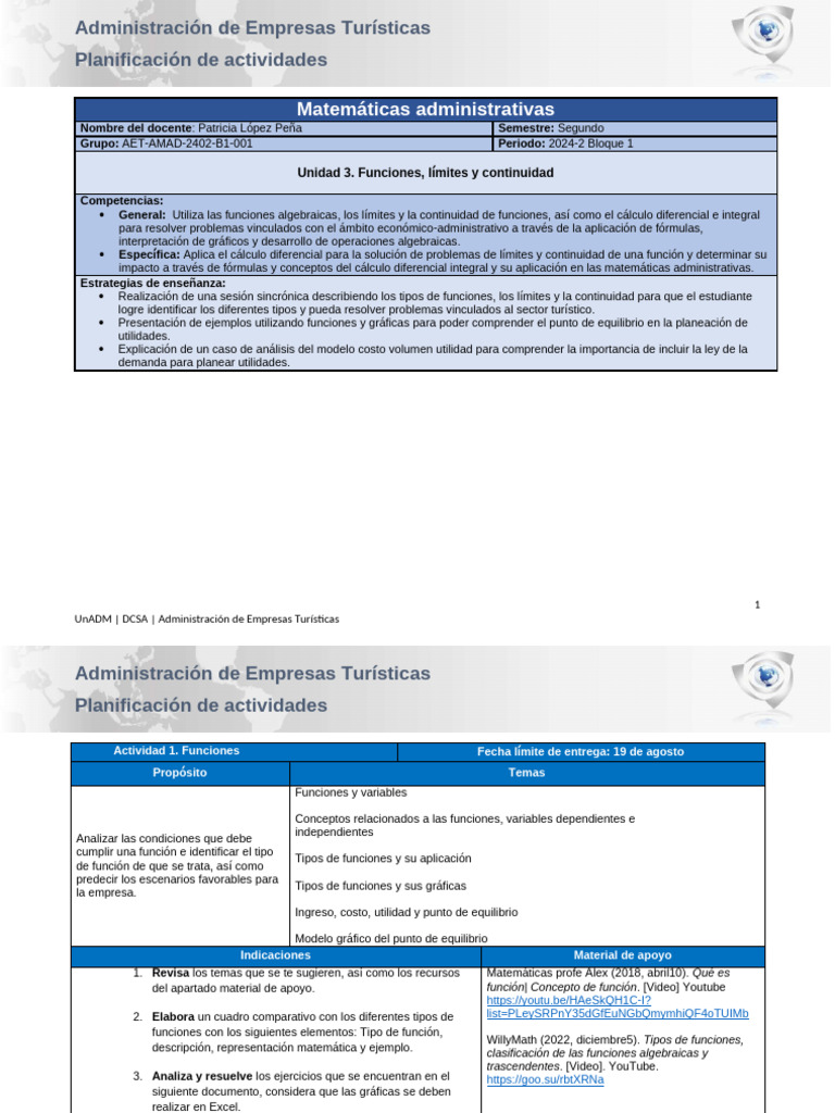 AET AMAD 2402 B1 001 - Planificación - U3 | PDF