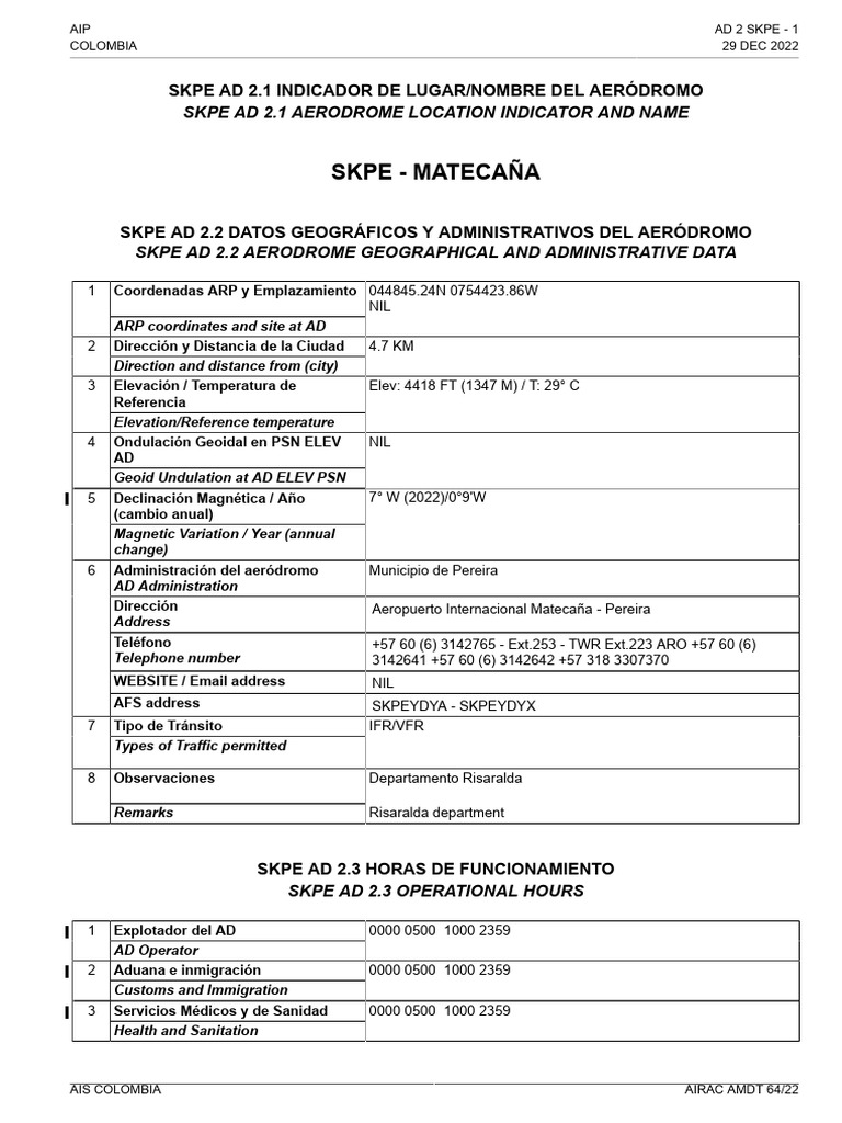 Ad 2 Skpe - Pereira - Matecaña | PDF