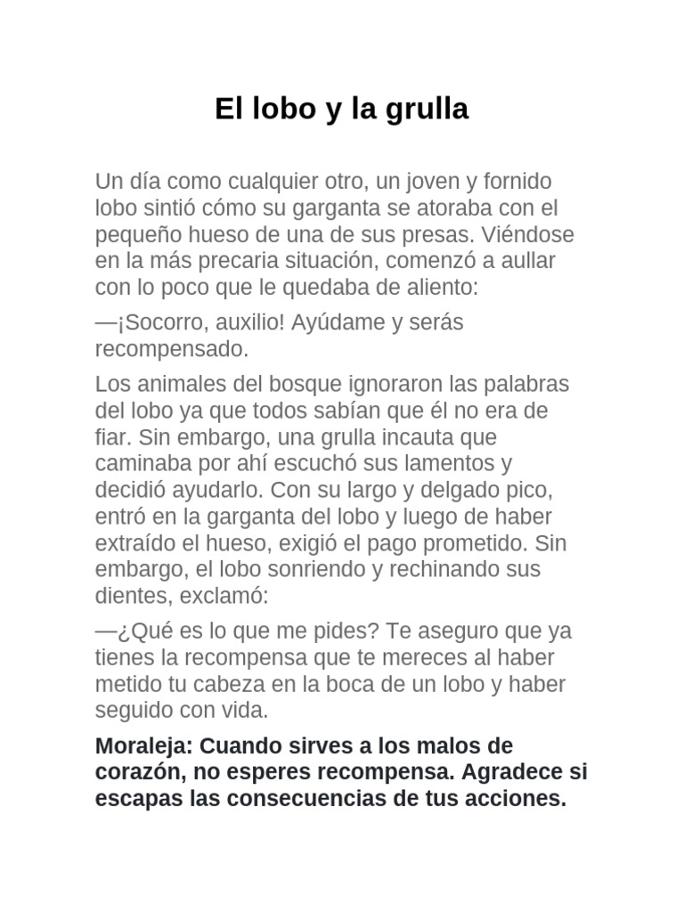 El Lobo y La Grulla | PDF