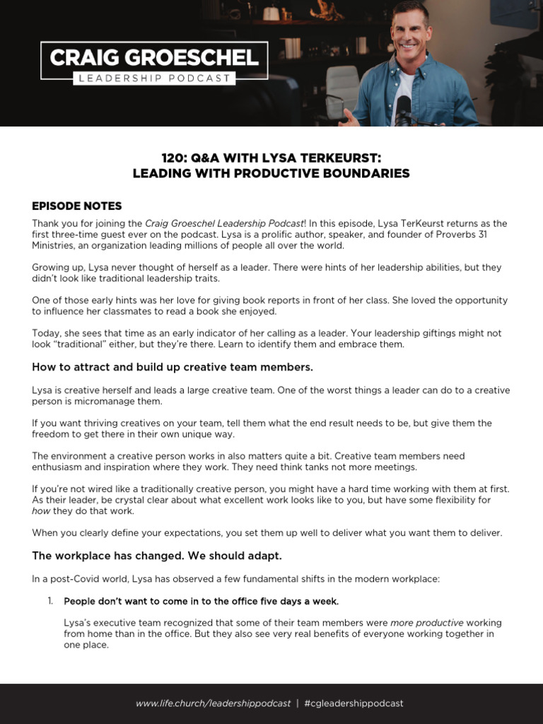 120 - CGLP Leader Guide - Q&A With Lysa TerKeurst | PDF