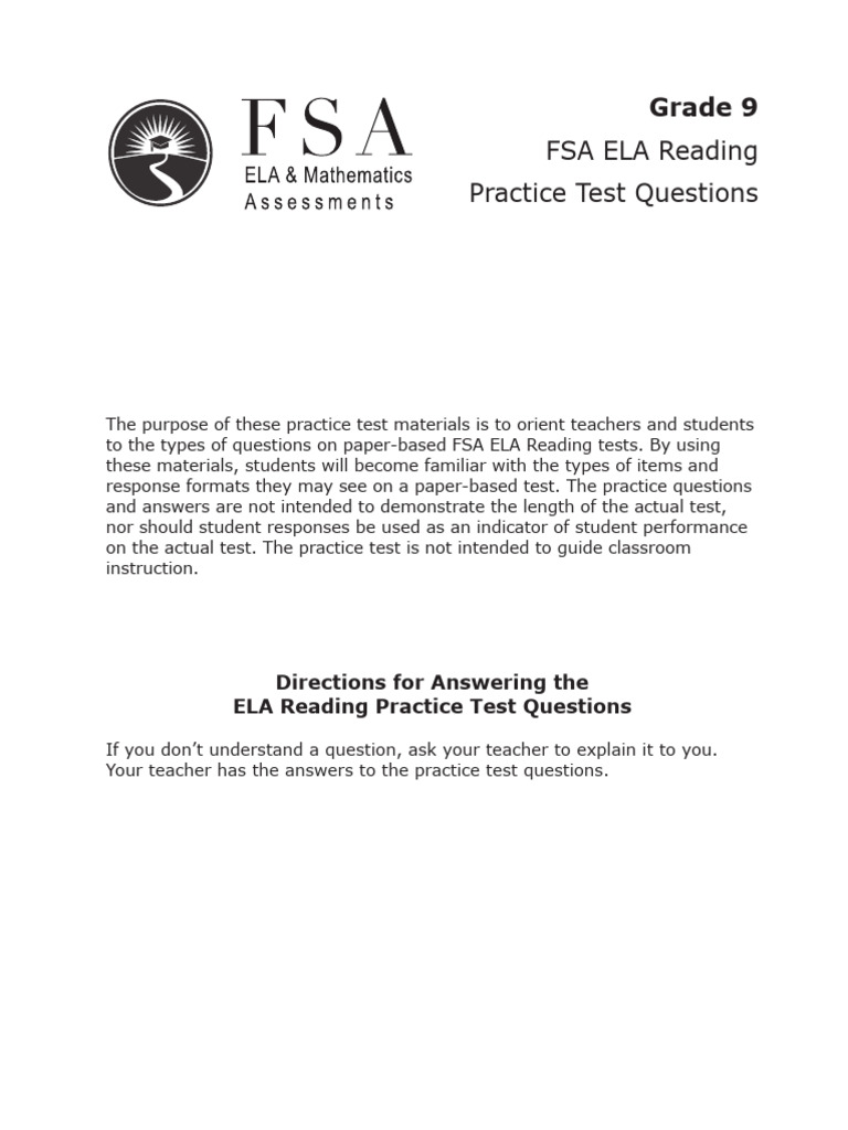 FSA 2020 9 Practice Test | PDF