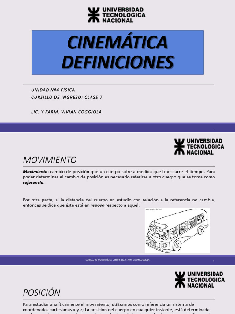 Clase 7 Cinematica Definiciones Completo | PDF