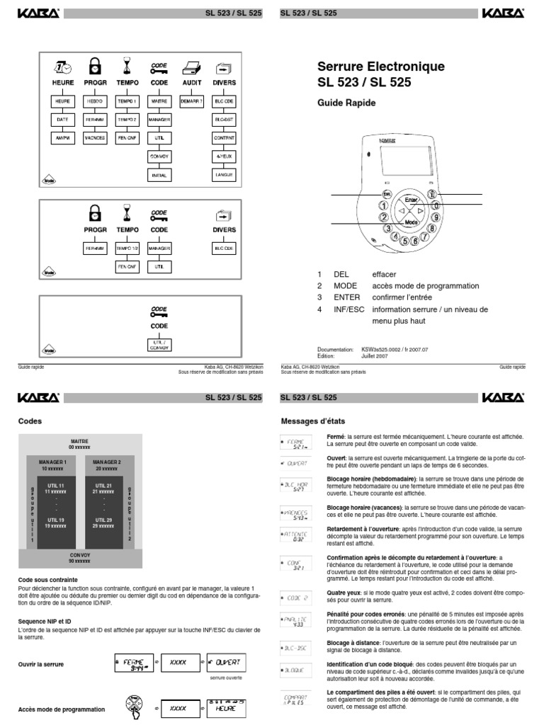 SL 52x Guide Rapide KSW3s525.0002 FR 2007-07 | PDF
