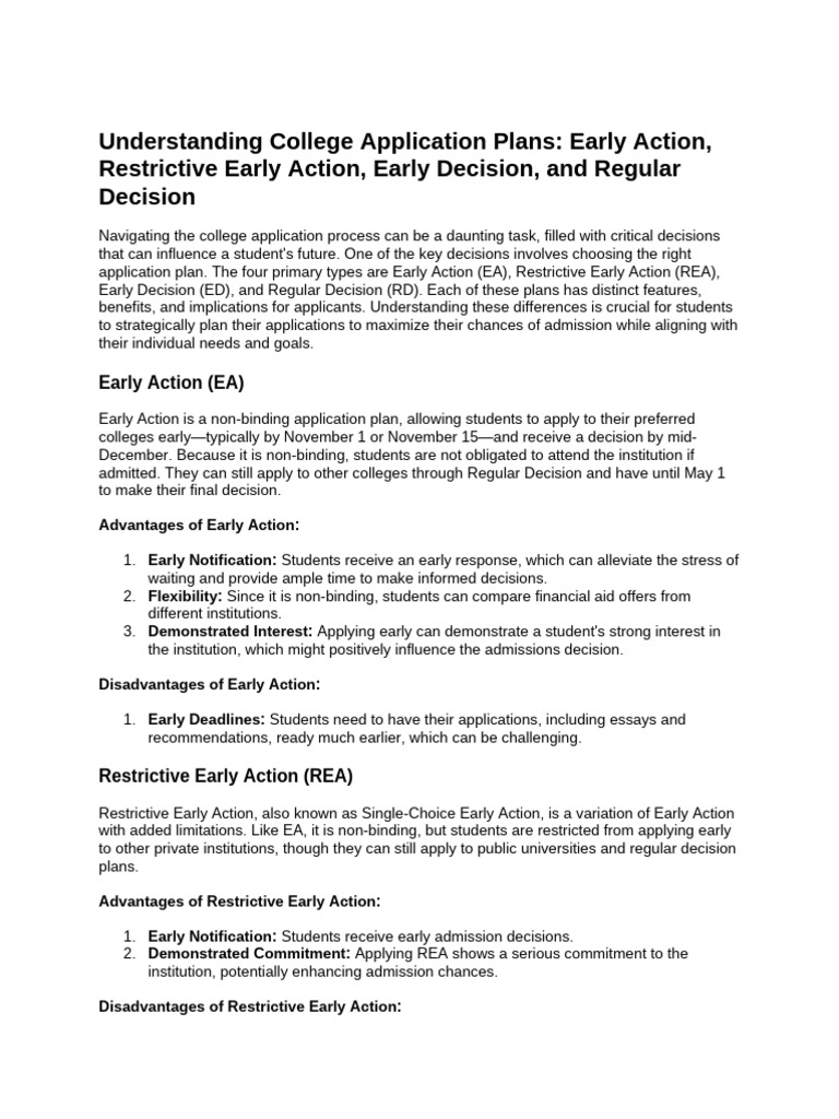 Understanding College Admission Plans | PDF