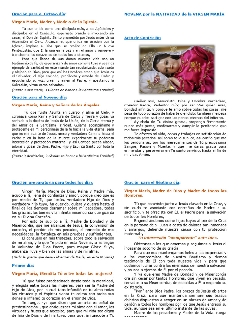 NOVENA Por La NATIVIDAD de La VIRGEN MARÍA - FOLLETO | PDF | Oración ...