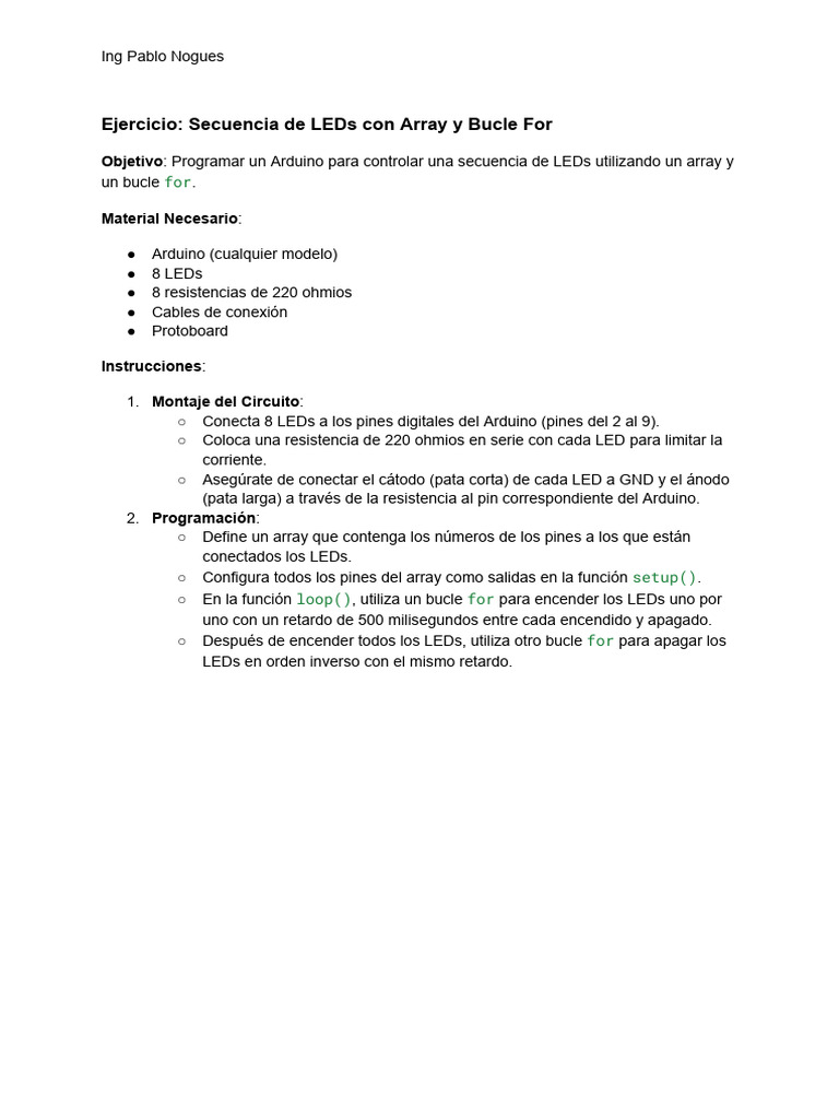 Ejercicio Arrays y For | PDF