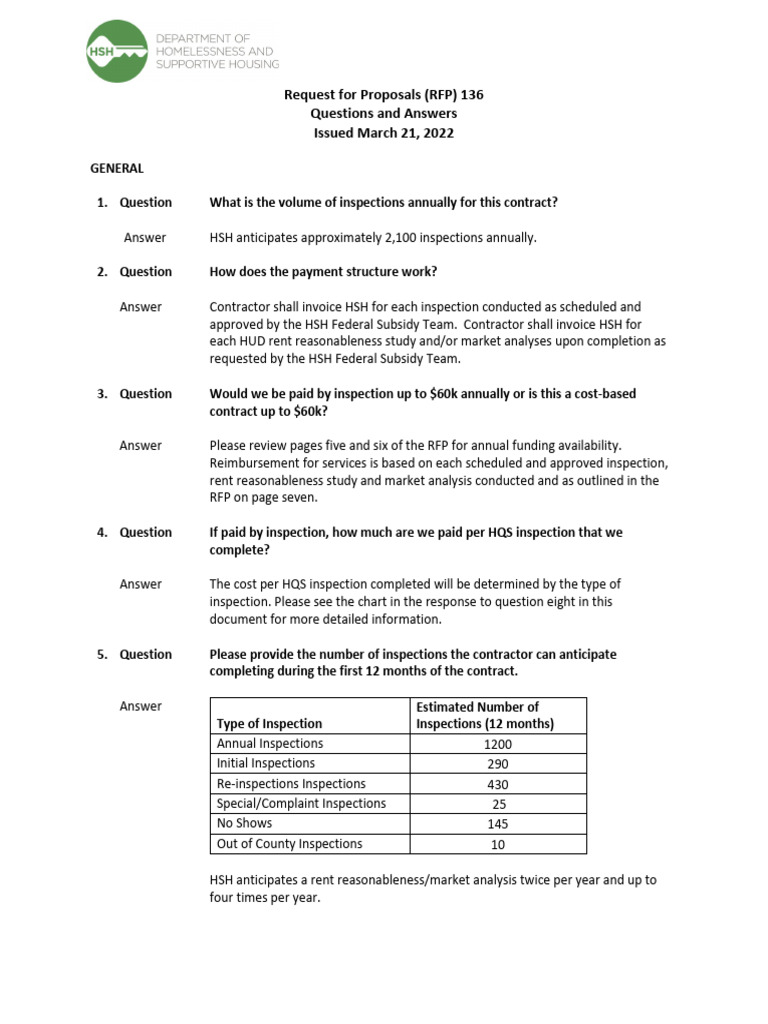 RFP 136 Questions Answers FINAL | PDF