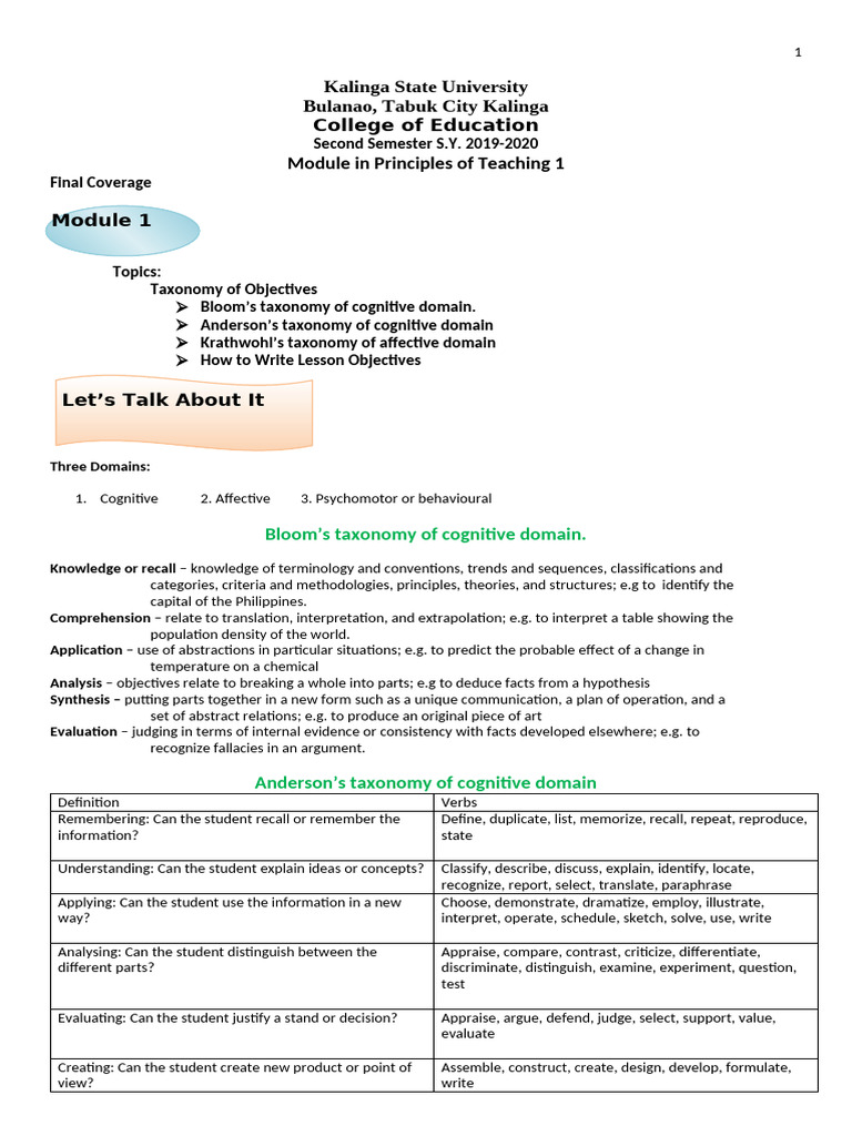 Module COVID-19 Principles of Teaching BSED 1A && 1B (Edited) | PDF