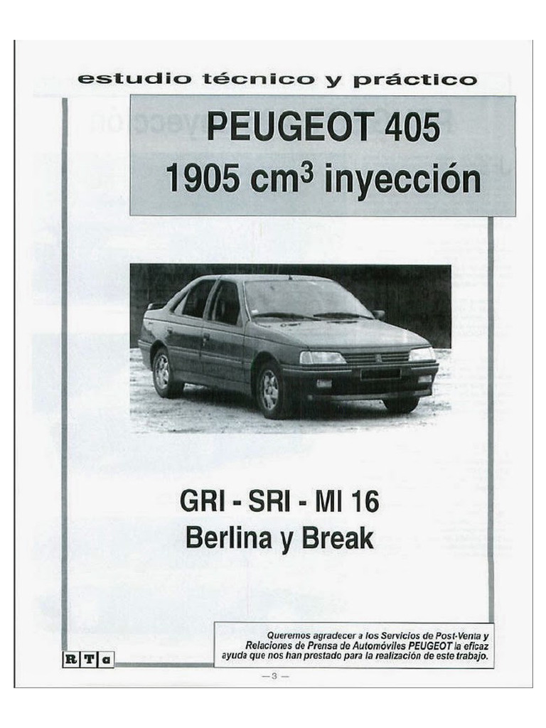 (TM) Peugeot Manual de Taller Peugeot 405 Gri Sri Mi 16 1995 | PDF