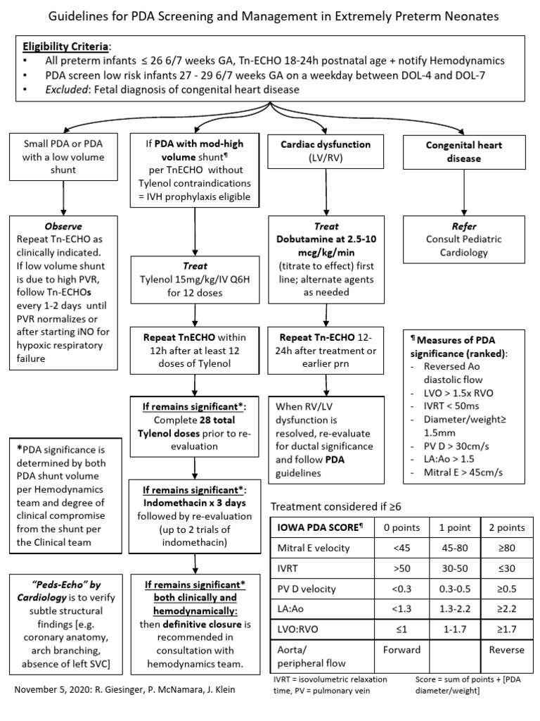 PDA Screening and Management Guidelines | PDF