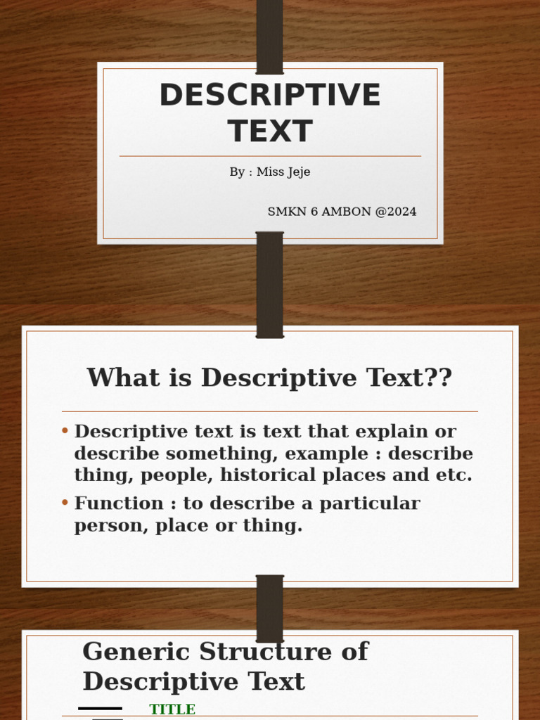 DESCRIPTIVE TEXT PPT | PDF | Language Arts & Discipline | Home & Garden