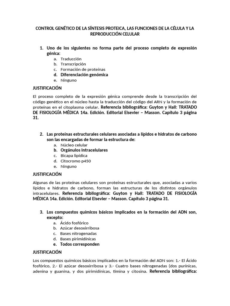 Capitulo 3 Control Genético de La Síntesis Proteica Las Funciones de La ...