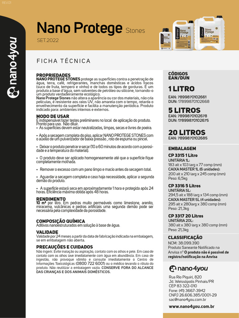 FICHA-TECNICA-NANO-PROTEGE-STONES | PDF
