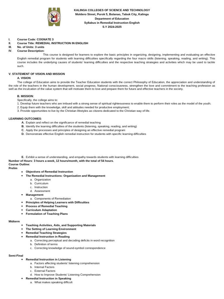 Remedial Instruction English | PDF