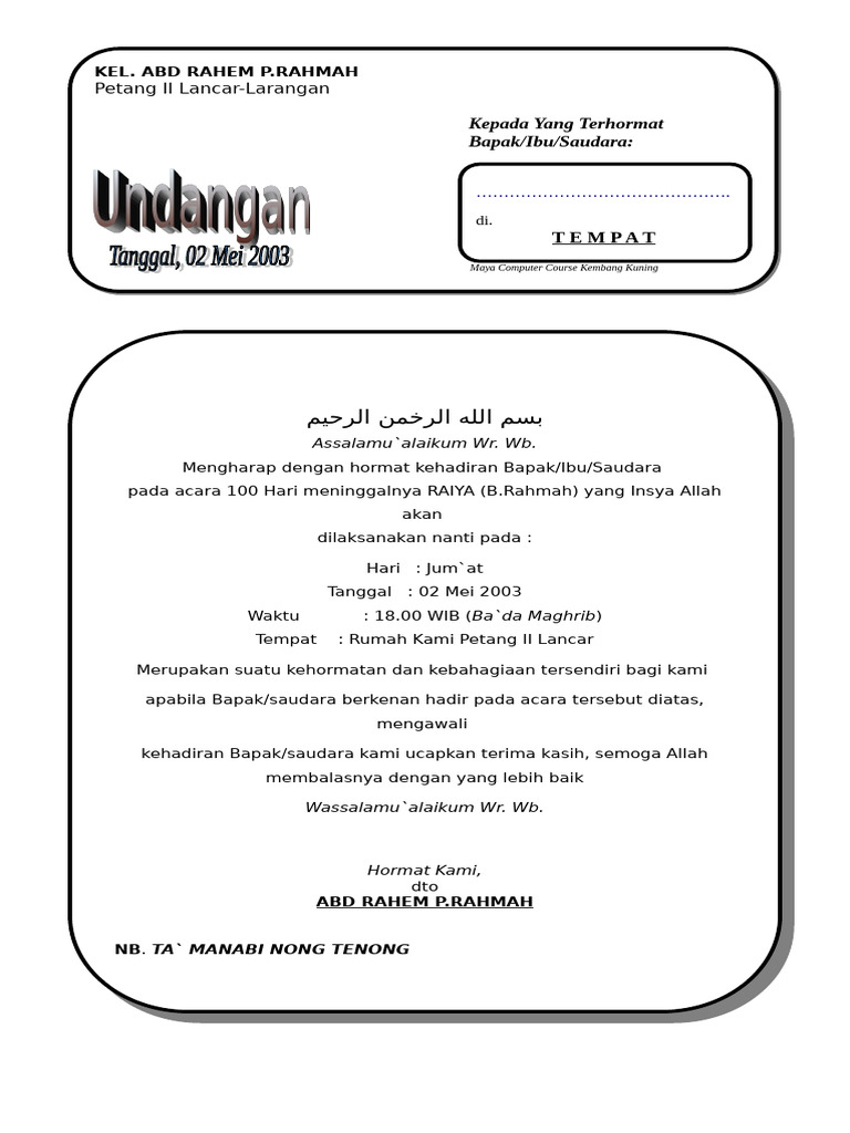 Contoh Undangan | PDF