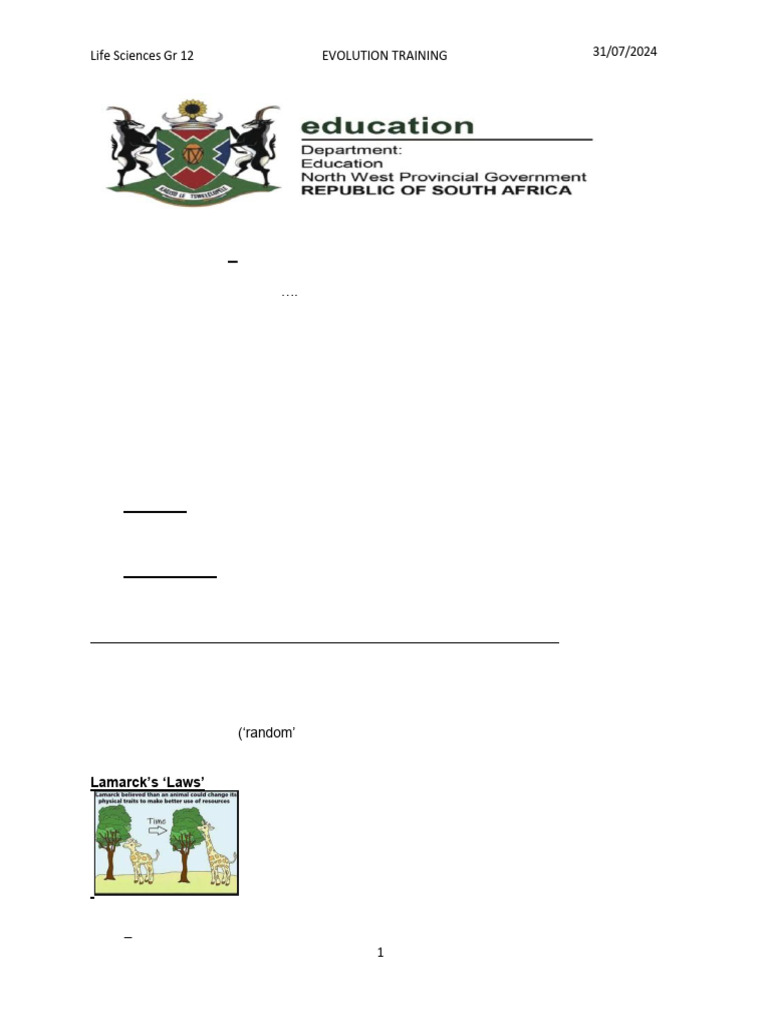 Evolution Training Pdf