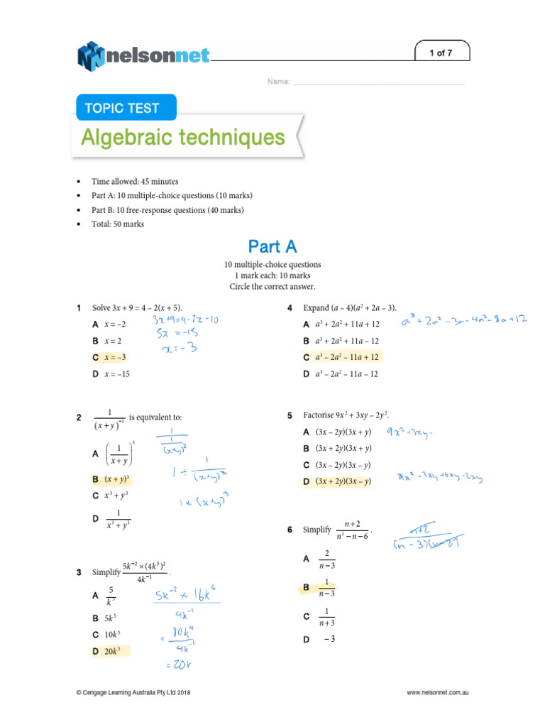 Algebraic Techniques TT (Nelsonnet) | PDF